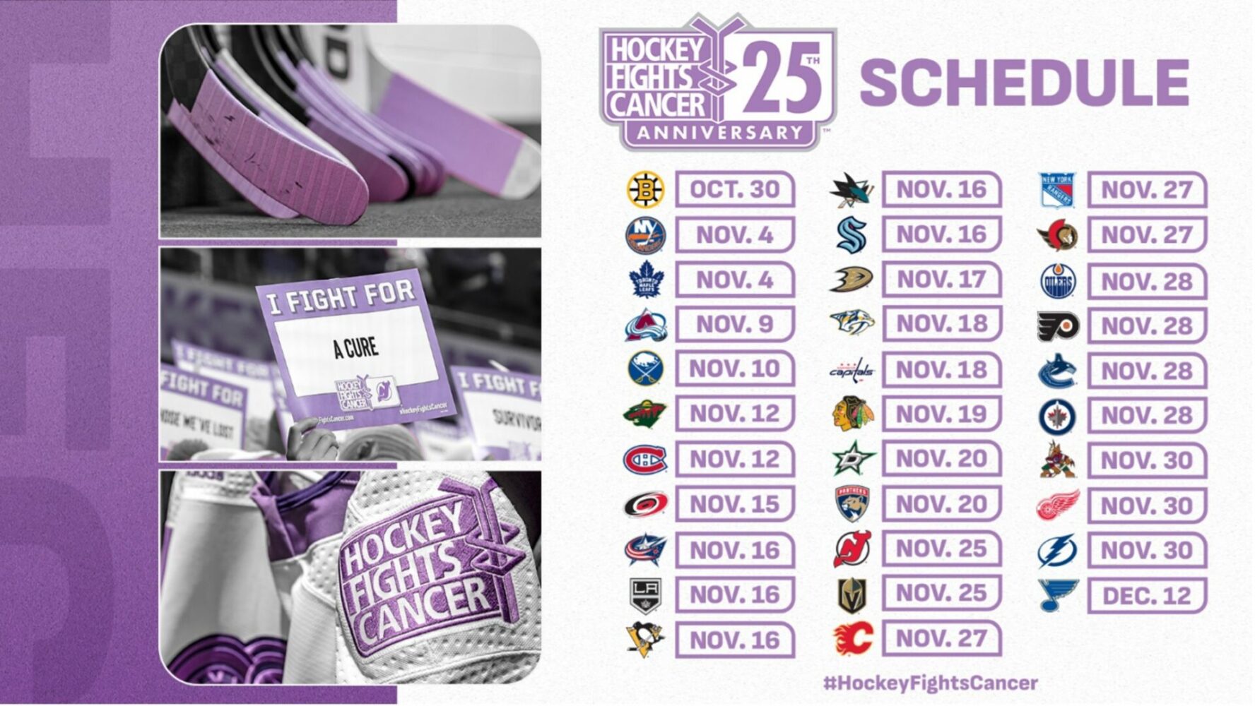 NHL, NHLPA Commemorate 25 Years Of Hockey Fights Cancer Initiative ...